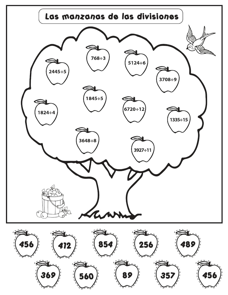 Hoja de trabajo de multiplicaciones y divisiones para colorear por ...