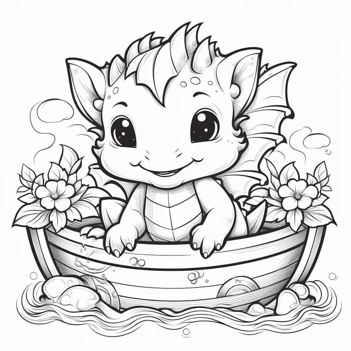 Cute Baby Dragons Coloring Page for Kids, Cartoon Fun Dragons Coloring ...