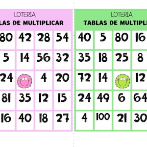 Math Bingo Times Tables, Multiplication Worksheet Homeschool, Loteria ...