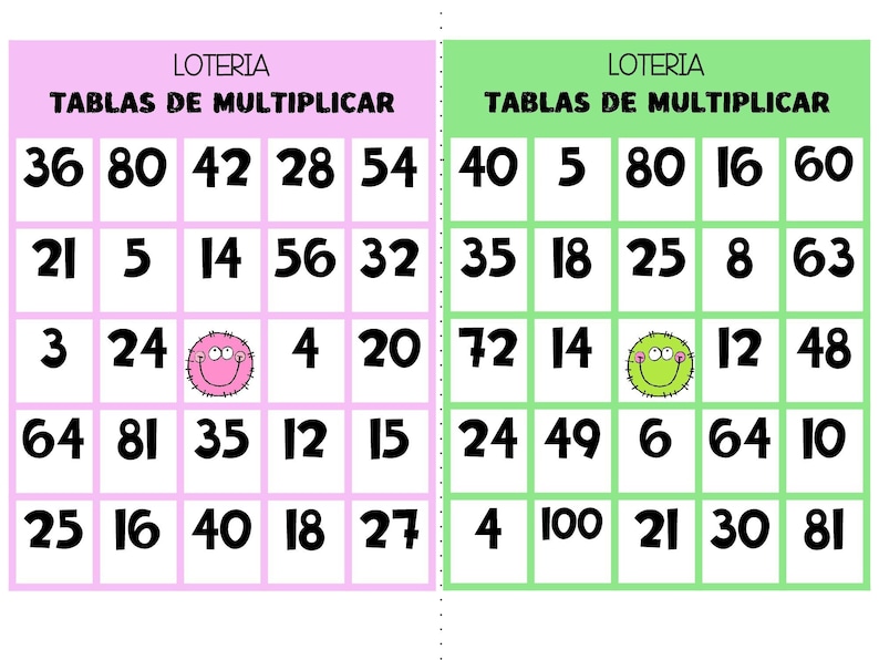 Tablas de multiplicar de bingo matemático hoja de cálculo de - Etsy México