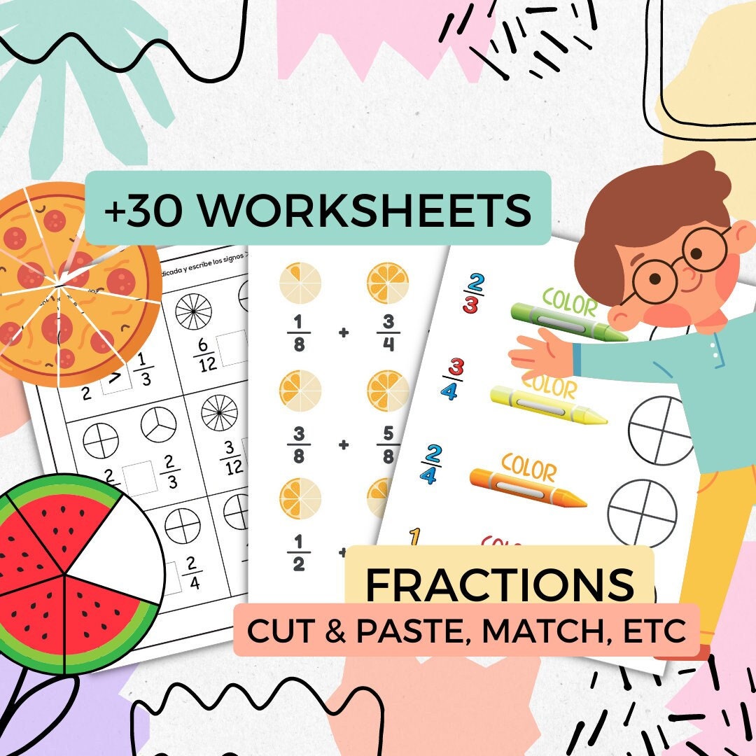 Circle Pie Pizza Fractions Graph, Fractions Matching Activity Math ...