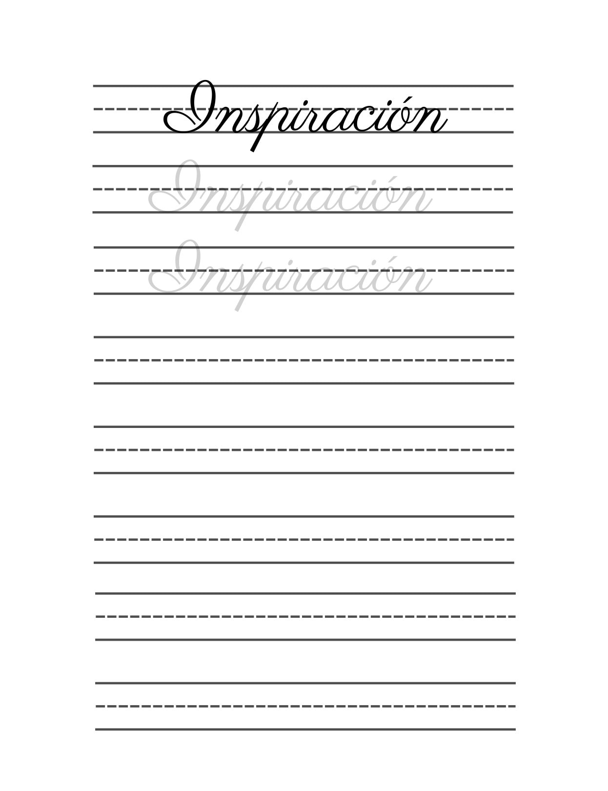 Calligraphy Spanish Practice Sheet for Adults, Motivational Phrases ...
