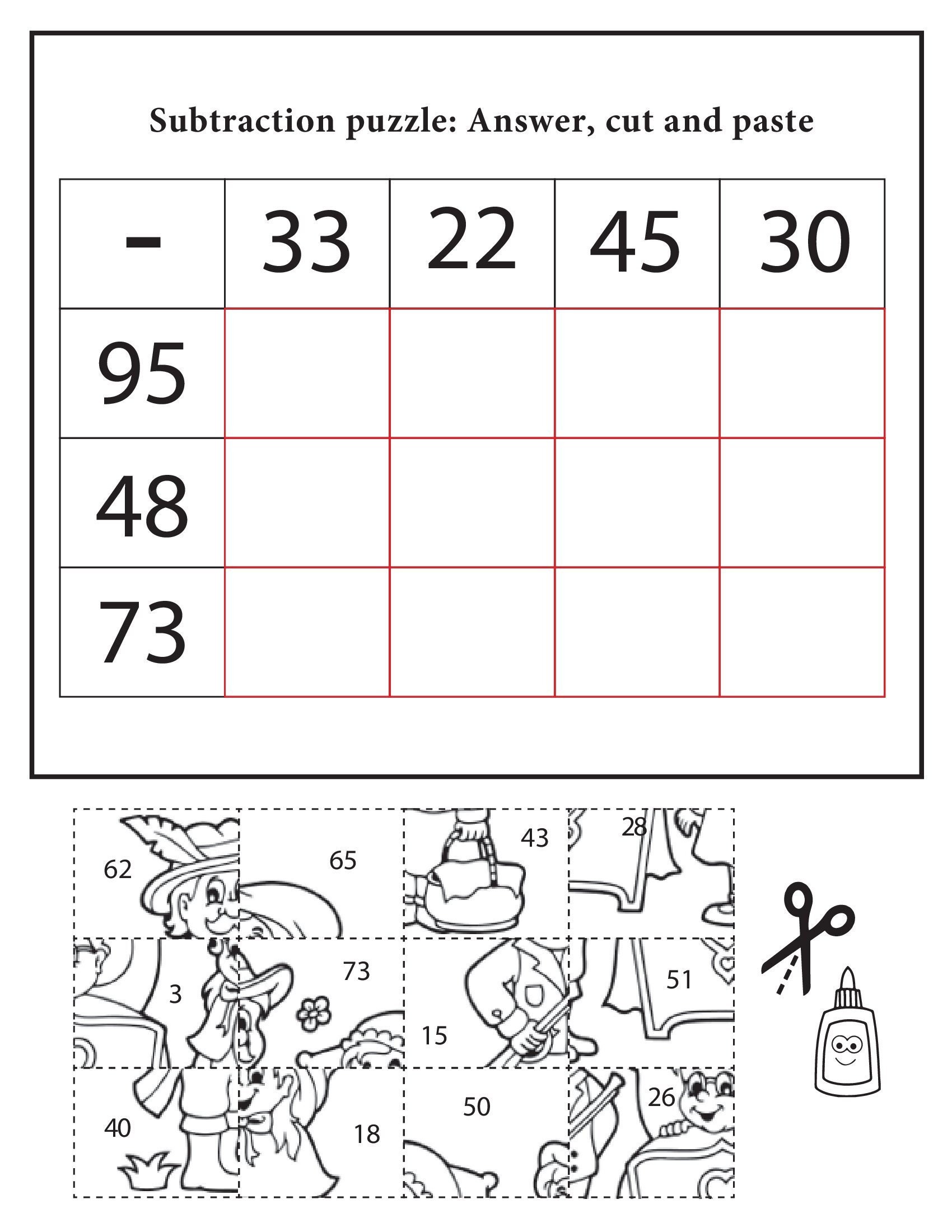 ENGLISH Math First Grade Worksheet, Add, Substract, Count, Puzzles, Cut ...