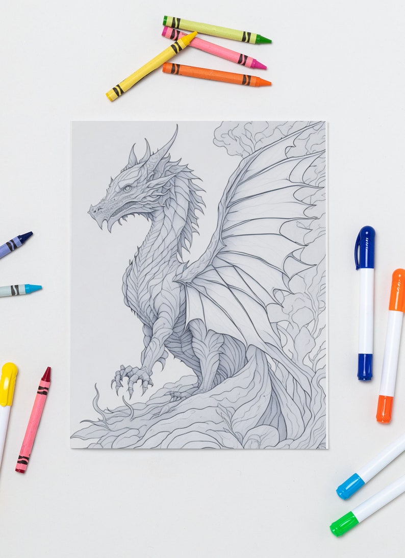 50 Mythical Creatures Coloring Pages, Fantasy Dragon Coloring Book ...