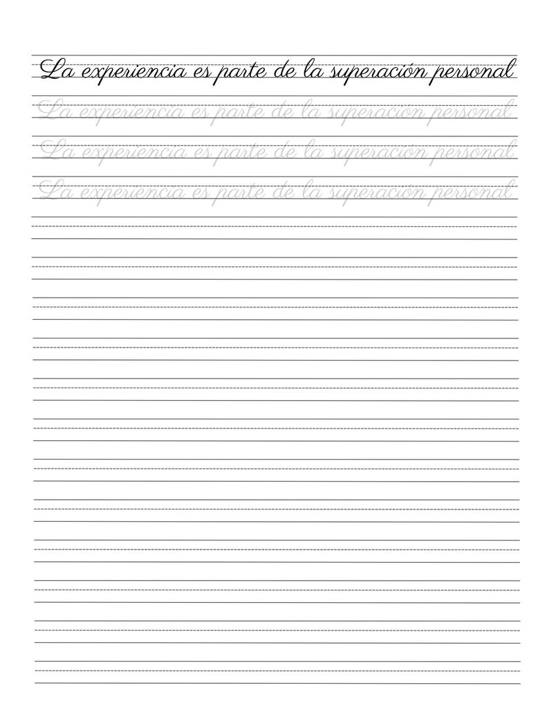 Calligraphy Spanish Practice Sheet for Adults, Motivational Phrases ...