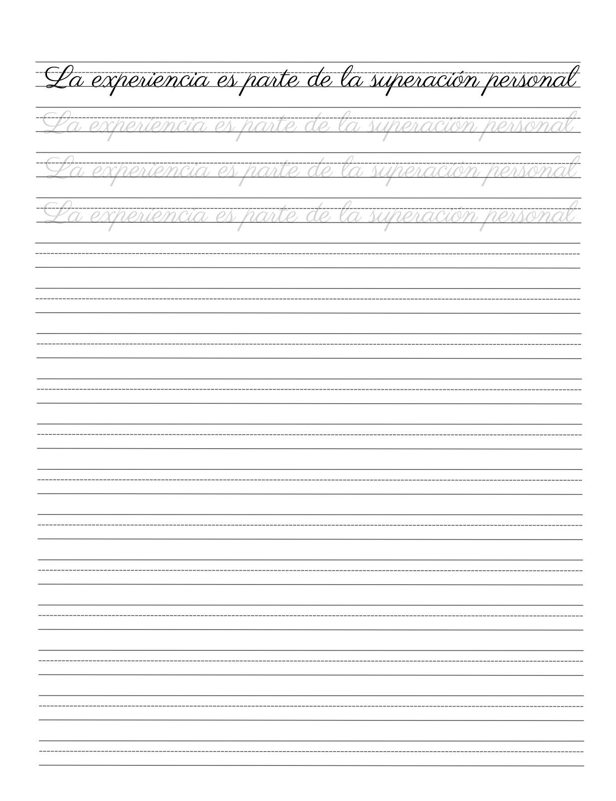Calligraphy Spanish Practice Sheet for Adults, Motivational Phrases ...