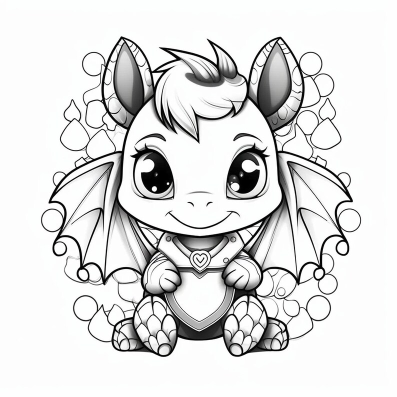 Cute Baby Dragons Coloring Page for Kids, Cartoon Fun Dragons Coloring ...