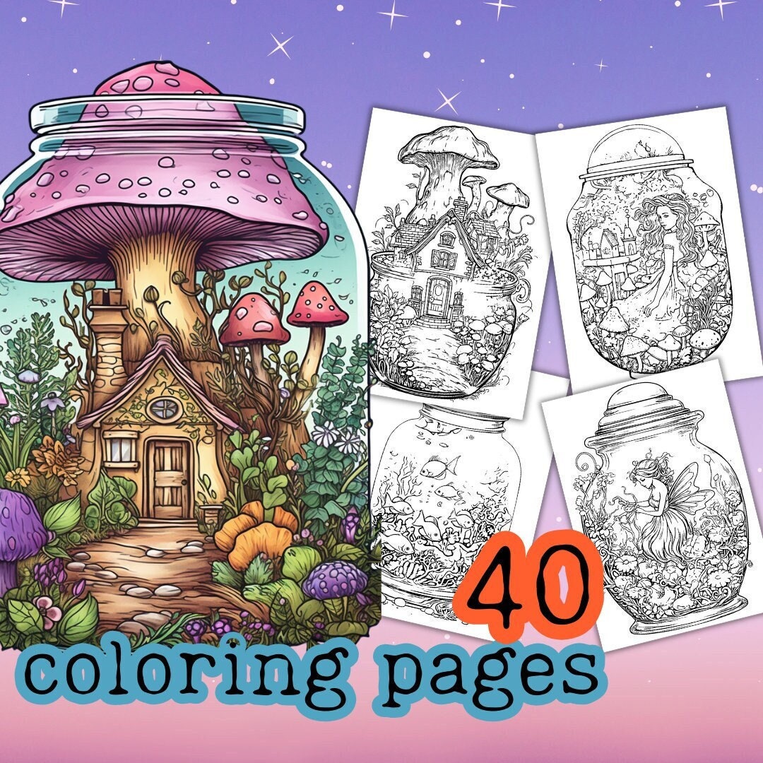 40 Life in Jar Coloring Page, Magic Jar Beautiful Tiny Fairy World ...