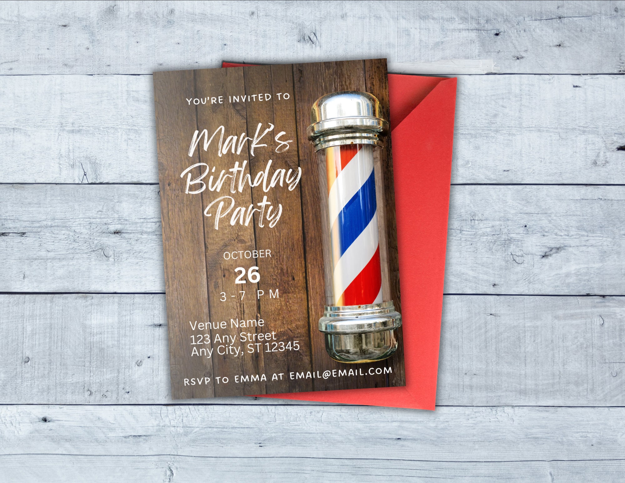 Barber Shop Birthday Invitation Rustic Barber Shop - Etsy