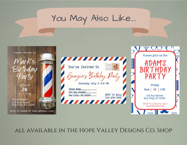 Barber Shop Birthday Invitation Rustic Barber Shop - Etsy