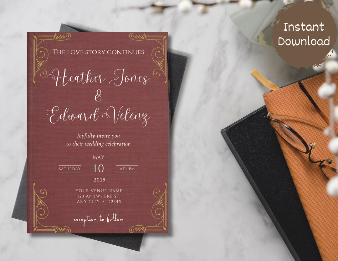 Book Themed Wedding Invitation, Book Lover's Wedding Invitation ...