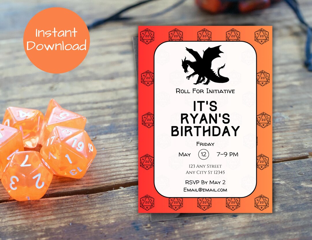 Dungeons and Dragons Birthday Invitation, Dnd Birthday Party Invitation ...