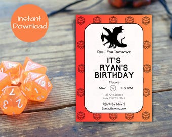 Dungeons and Dragons Party Invitation - Etsy
