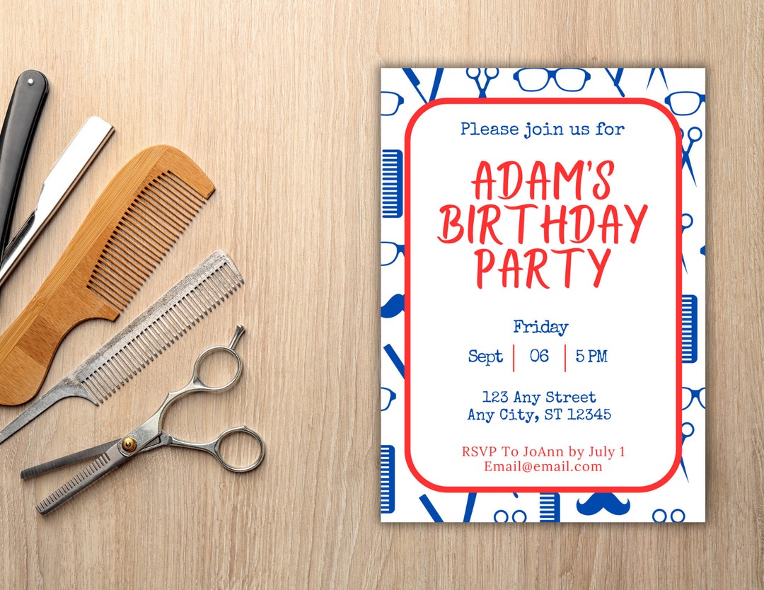 Barber Shop Birthday Invitation, Barber Shop Retirement Invite, Barber ...
