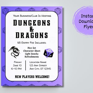 Dungeons and Dragons Flyer, Dnd Game Flyer, Dungeons and Dragons Game ...