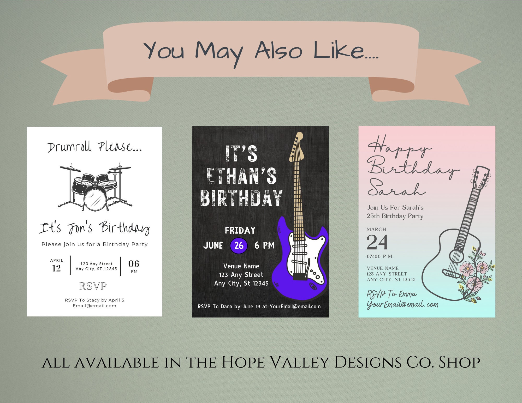 Musician Birthday Party Invitation, Band Birthday Invitation, Singer ...