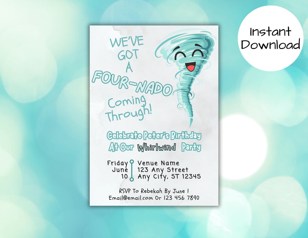 Fournado Invitation, 4th Birthday Invitation, Boys Birthday Party ...