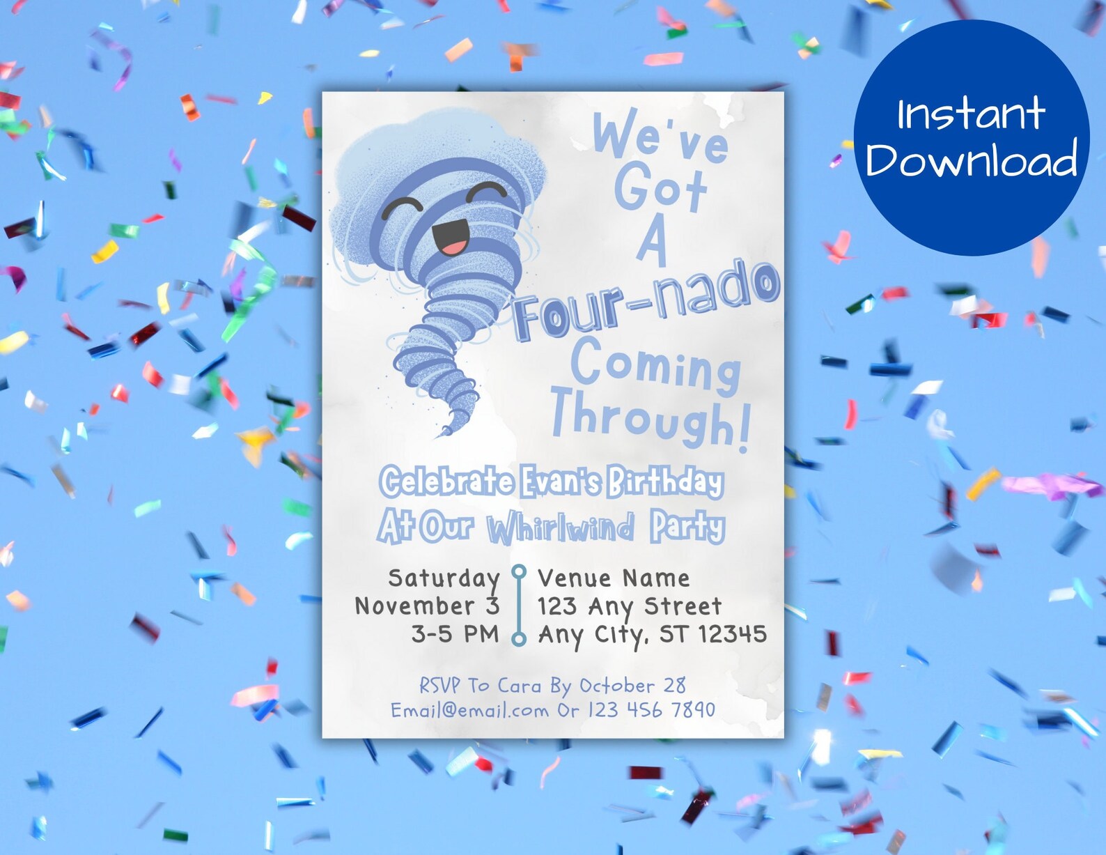 Fournado Invitation, 4th Birthday Invitation, Boys Birthday Party ...