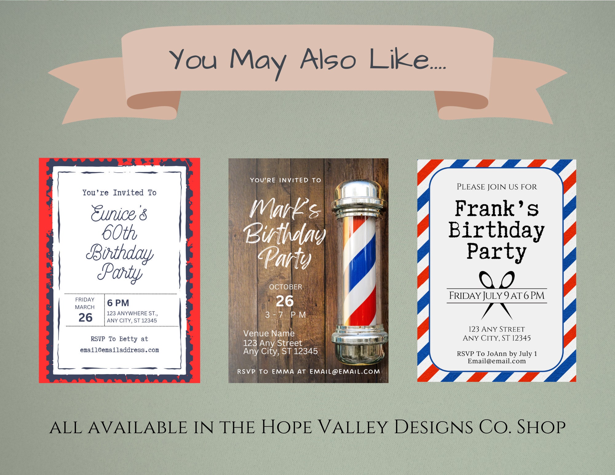Barber Shop Birthday Invitation, Barber Shop Retirement Invite, Barber ...
