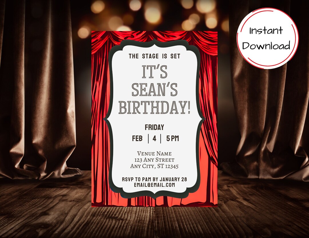 Theater Birthday Invitation, Movie Theater Birthday Party Invitation ...