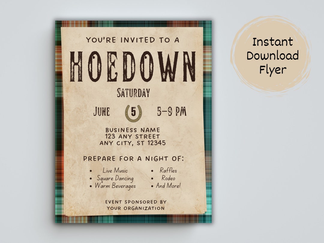 Hoedown Flyer, Country Rodeo Invitation, 8.5 X 11 Event Flyer Template ...