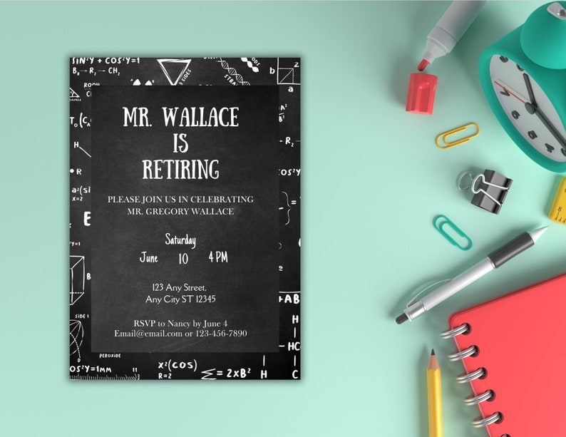 Math Teacher Retirement Party Invitation Teacher Retirement - Etsy