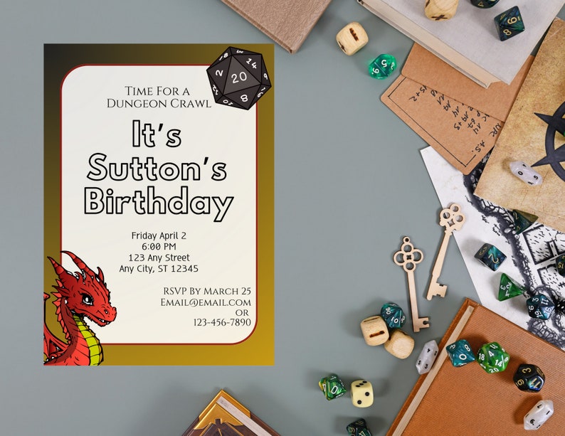 Dungeons and Dragons Birthday Invitation, Dnd Birthday Party Invitation ...