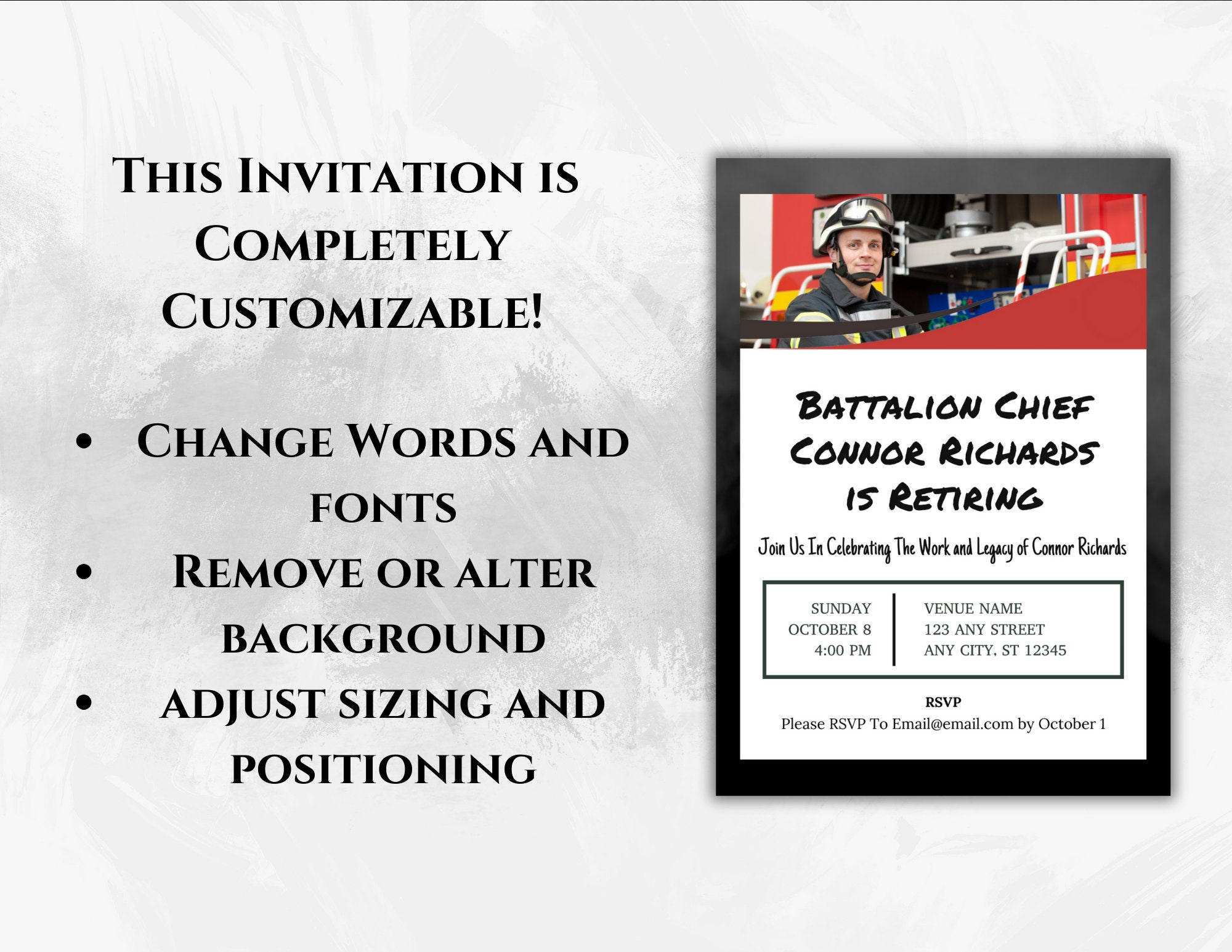 Firefighter Retirement Party Invitation, Fireman Going Away Party ...