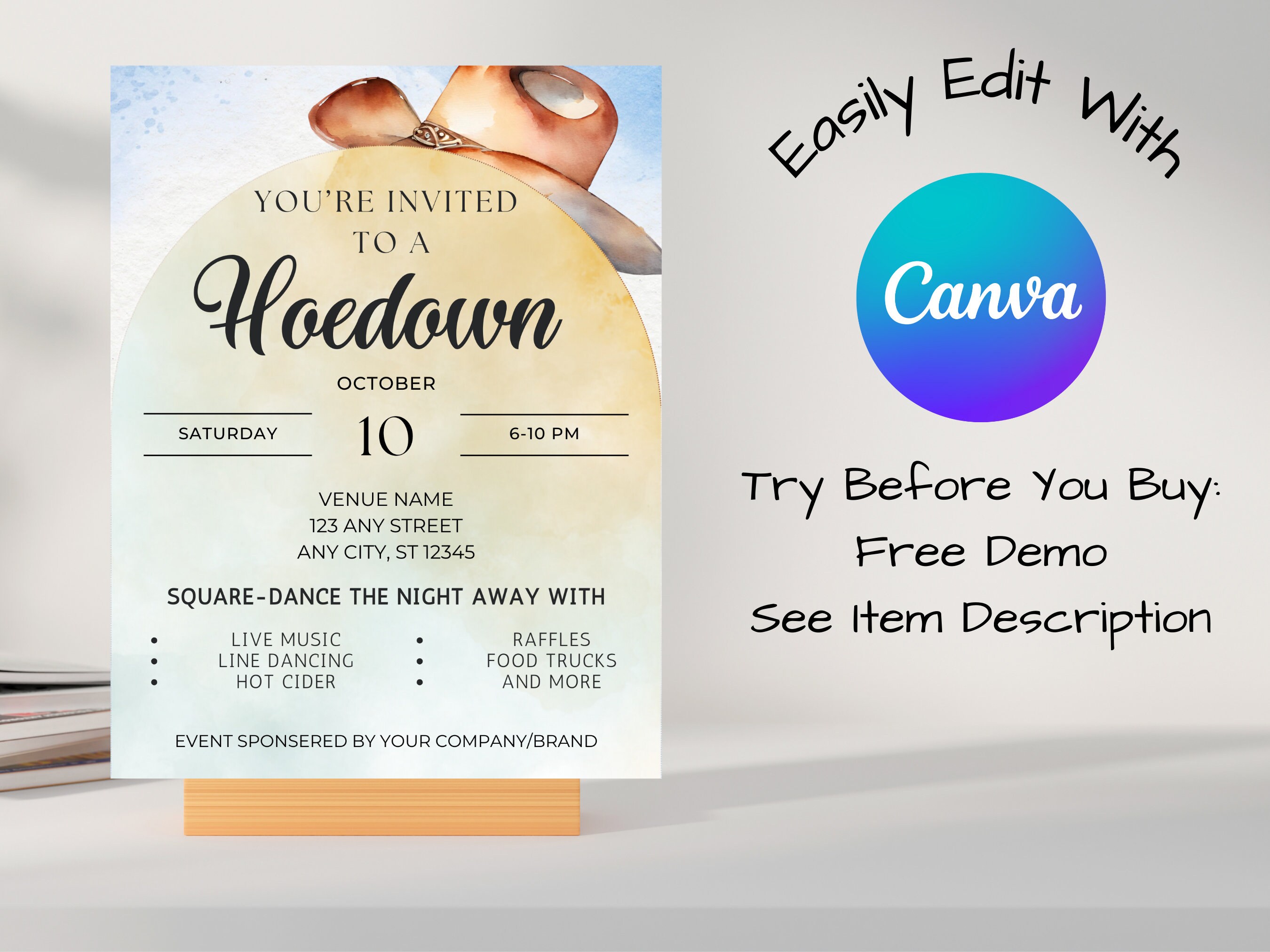 Hoedown Flyer, Country Rodeo Invitation, Square Dance 8.5 X 11 Event ...