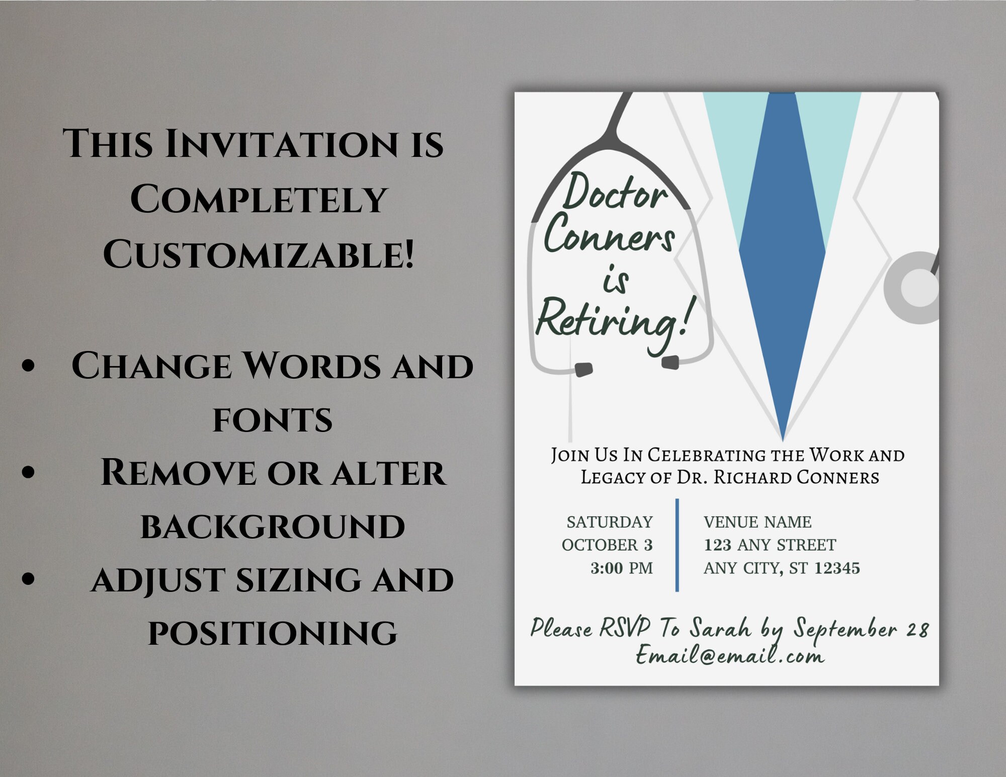 Doctor Retirement Party Invitation, Pediatrician Going Away Party ...