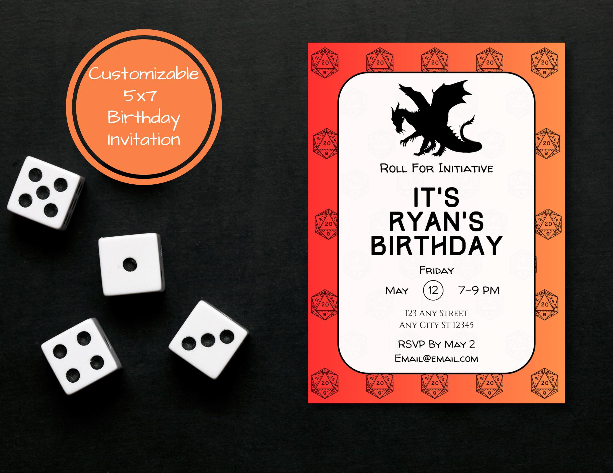 Dungeons and Dragons Birthday Invitation, Dnd Birthday Party Invitation ...
