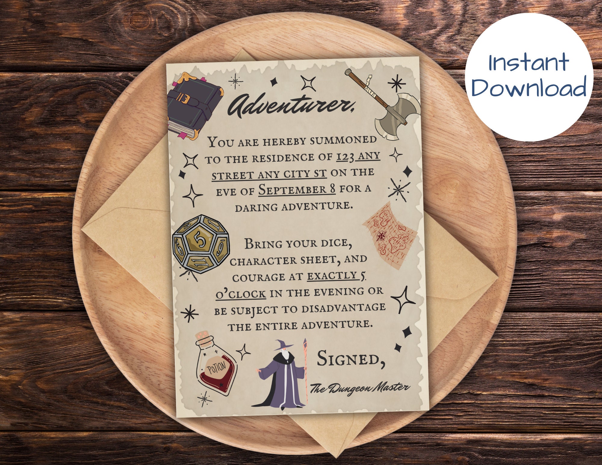 Dungeons and Dragons Invitation, Dnd Party Invitation, Fantasy Birthday ...