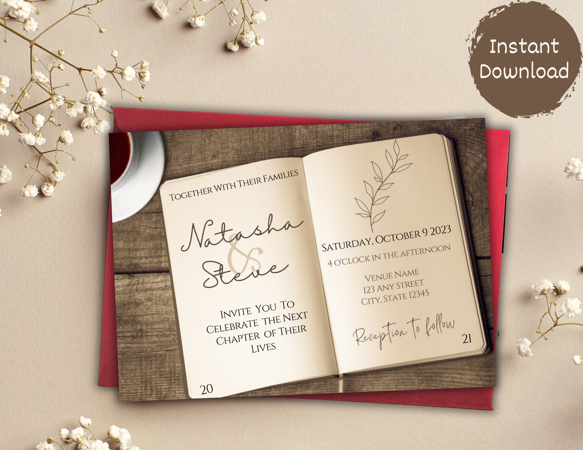 Book Themed Wedding Invitation, Book Lover's Wedding Invitation ...