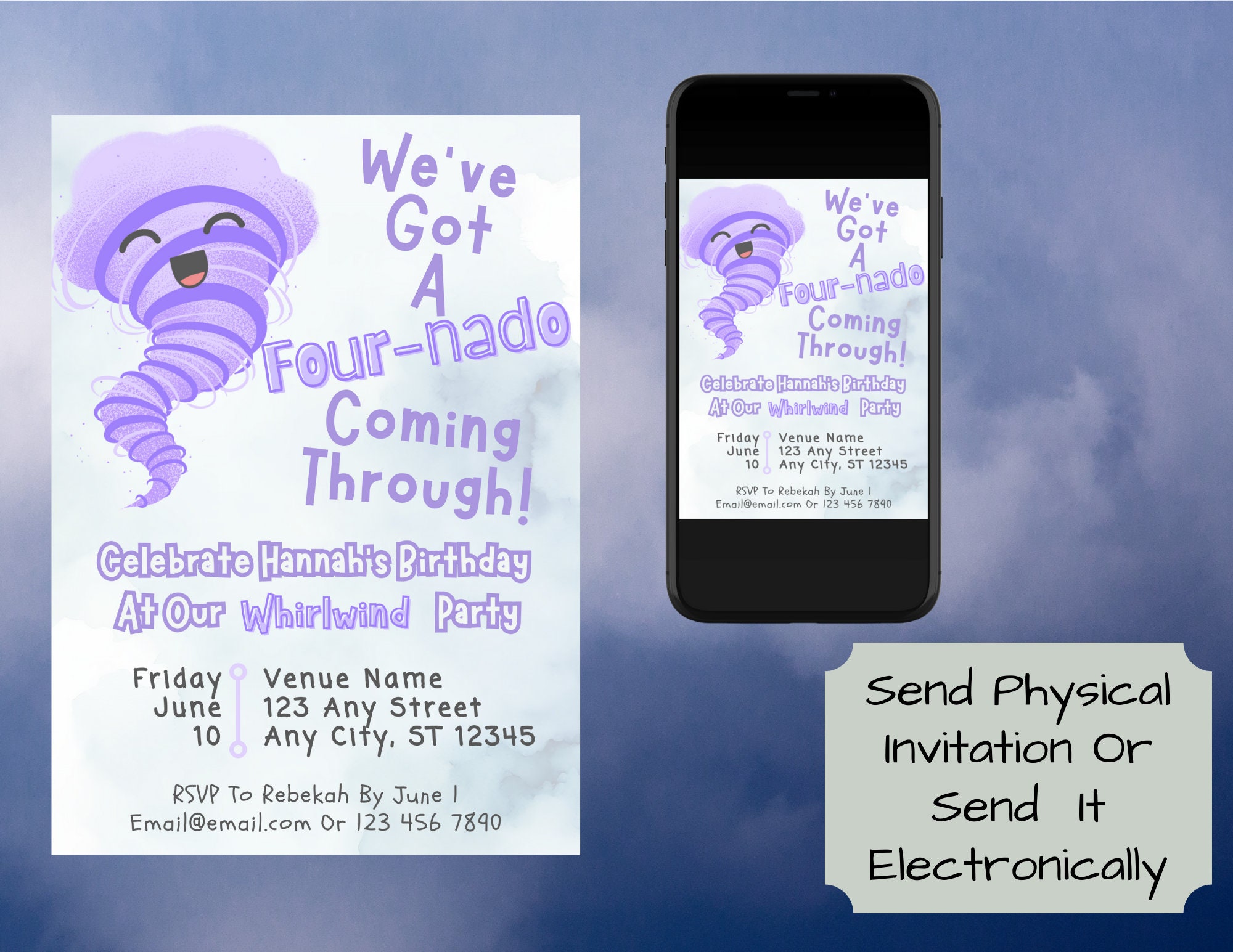 Fournado Invitation, 4th Birthday Invitation, Girls Birthday Party ...