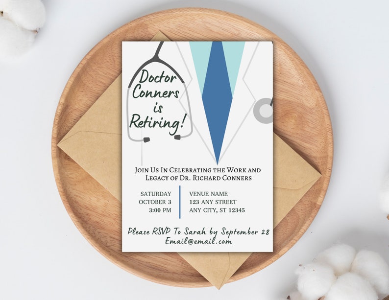 Doctor Retirement Party Invitation, Pediatrician Going Away Party ...
