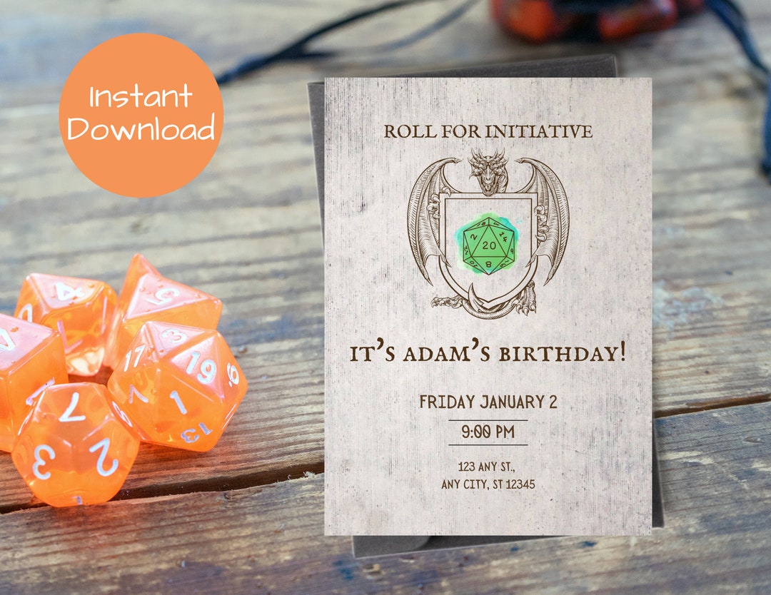 Dungeons and Dragons Birthday Invitation, Dnd Birthday Party Invitation ...