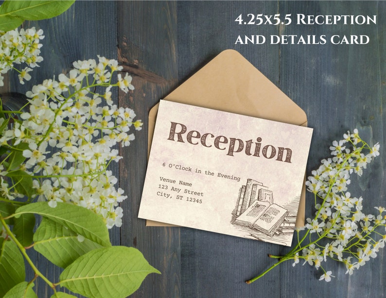 Book Themed Wedding Invitation Set, Book Lover's Suite, Vintage Book ...