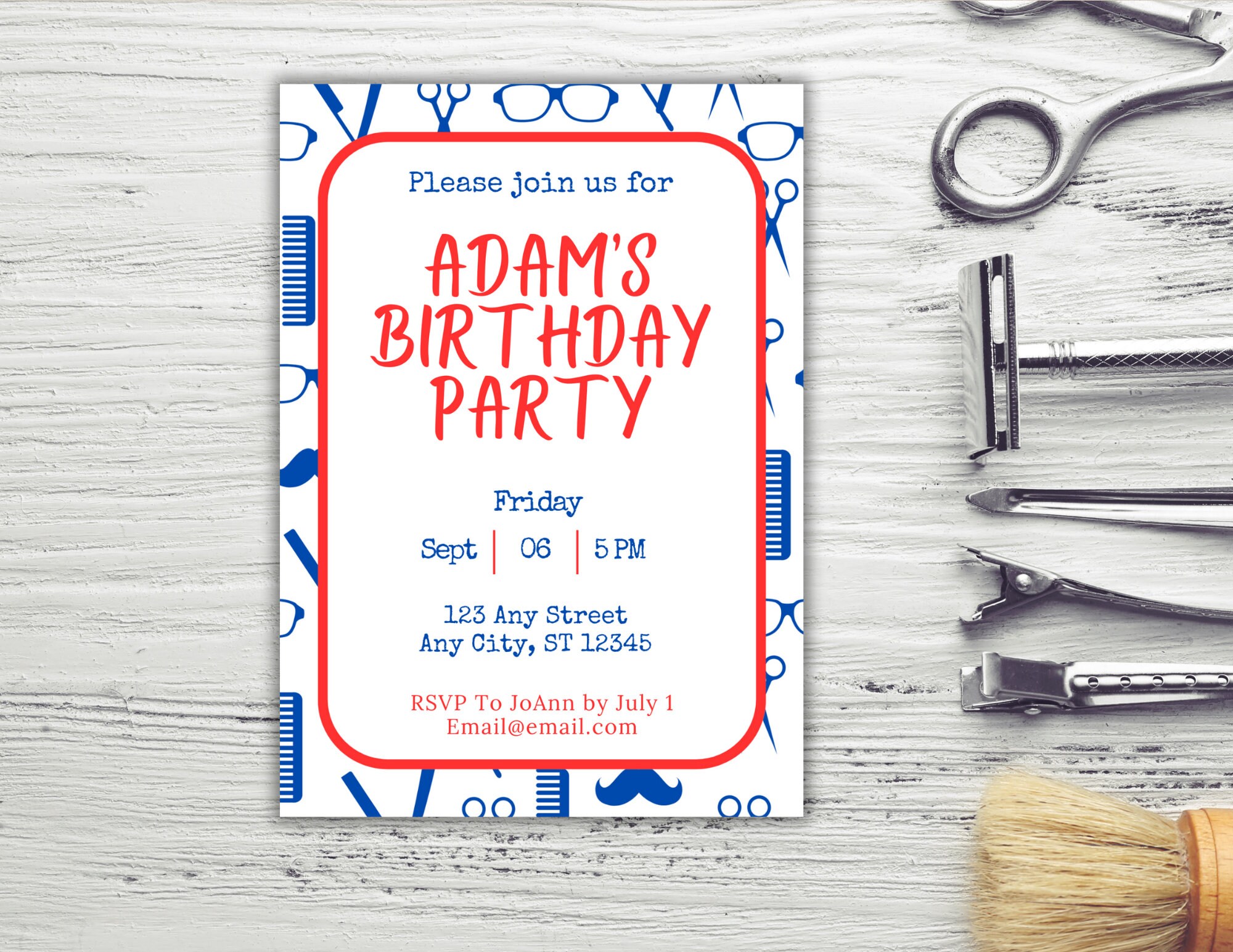 Barber Shop Birthday Invitation, Barber Shop Retirement Invite, Barber ...
