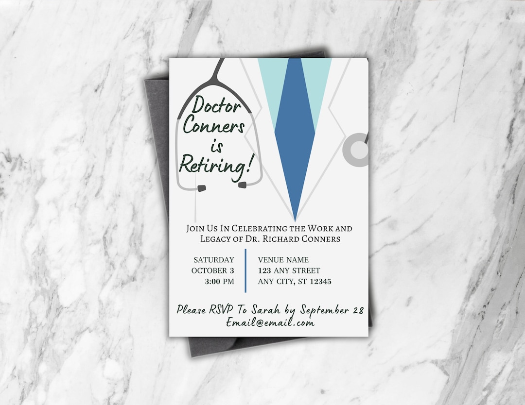 Doctor Retirement Party Invitation, Pediatrician Going Away Party ...
