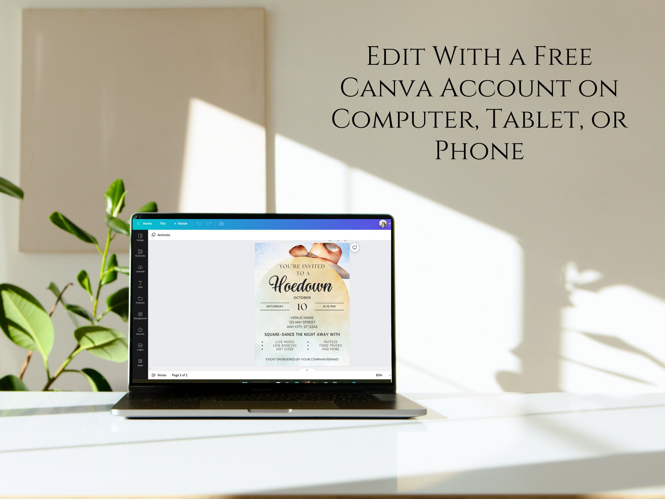 Hoedown Flyer, Country Rodeo Invitation, Square Dance 8.5 X 11 Event ...