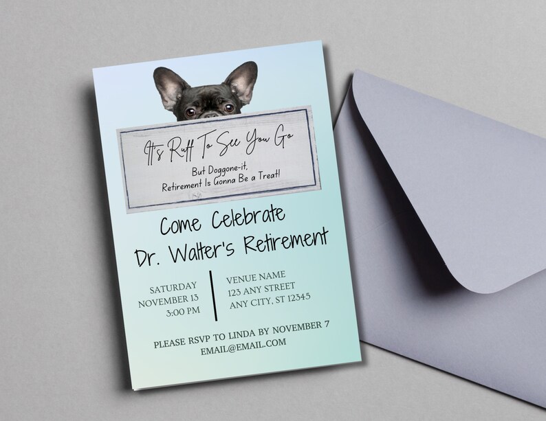 Veterinarian Retirement Party Invitation, Dog Lover Going Away Party ...