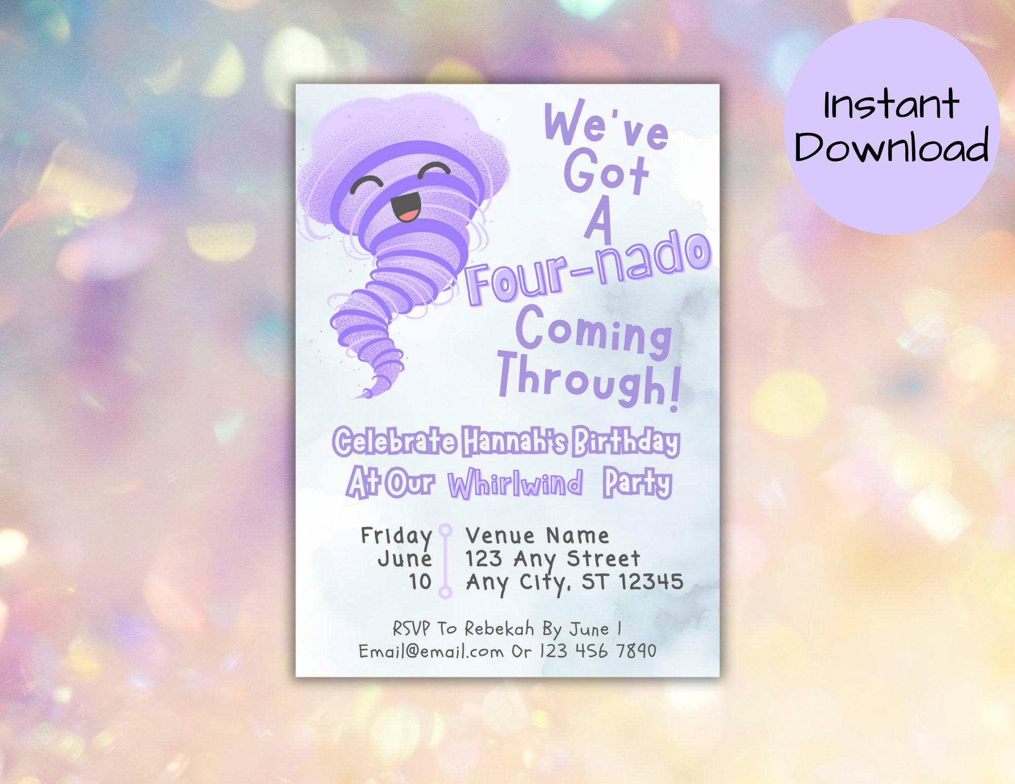 Fournado Invitation, 4th Birthday Invitation, Girls Birthday Party ...