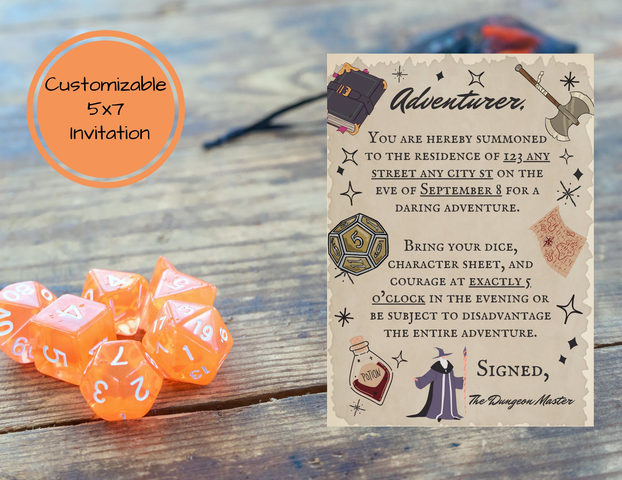 Dungeons and Dragons Invitation, Dnd Party Invitation, Fantasy Birthday ...