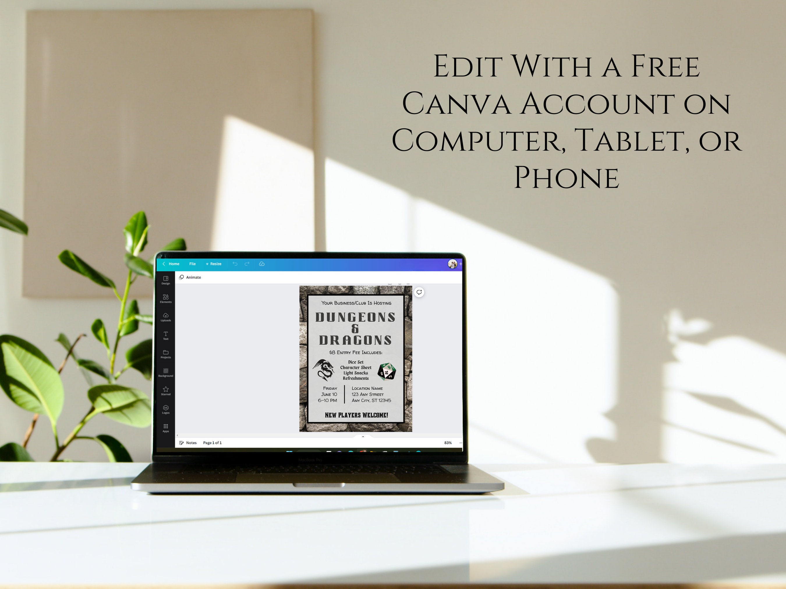 Dungeons and Dragons Flyer, Dnd Game Flyer Advertisement for Business ...