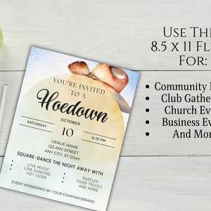 Hoedown Flyer, Country Rodeo Invitation, Square Dance 8.5 X 11 Event ...