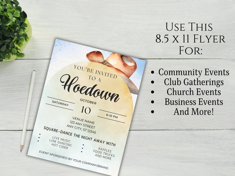 Hoedown Flyer, Country Rodeo Invitation, Square Dance 8.5 X 11 Event ...