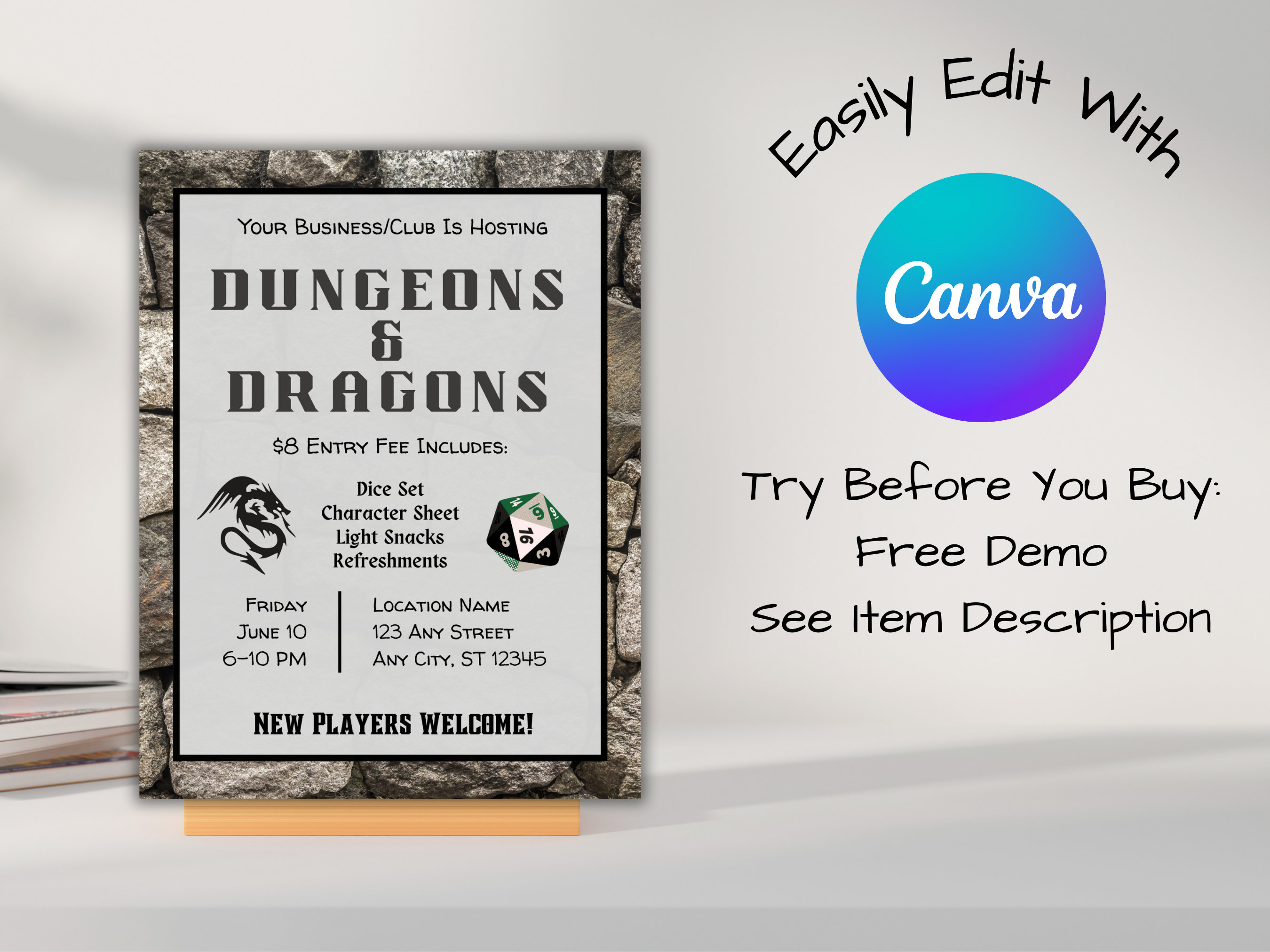 Dungeons and Dragons Flyer, Dnd Game Flyer Advertisement for Business ...