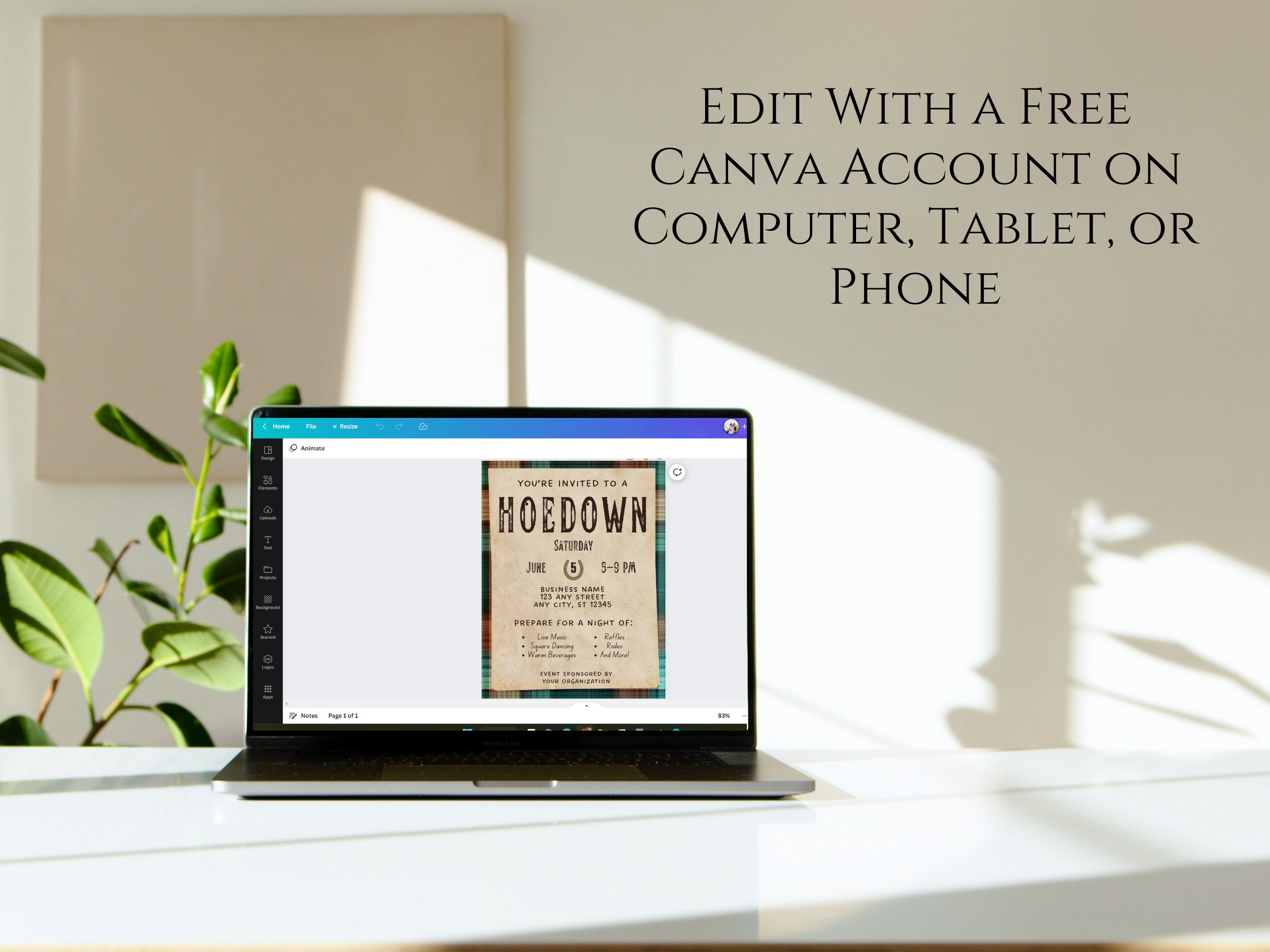 Hoedown Flyer, Country Rodeo Invitation, 8.5 X 11 Event Flyer Template ...