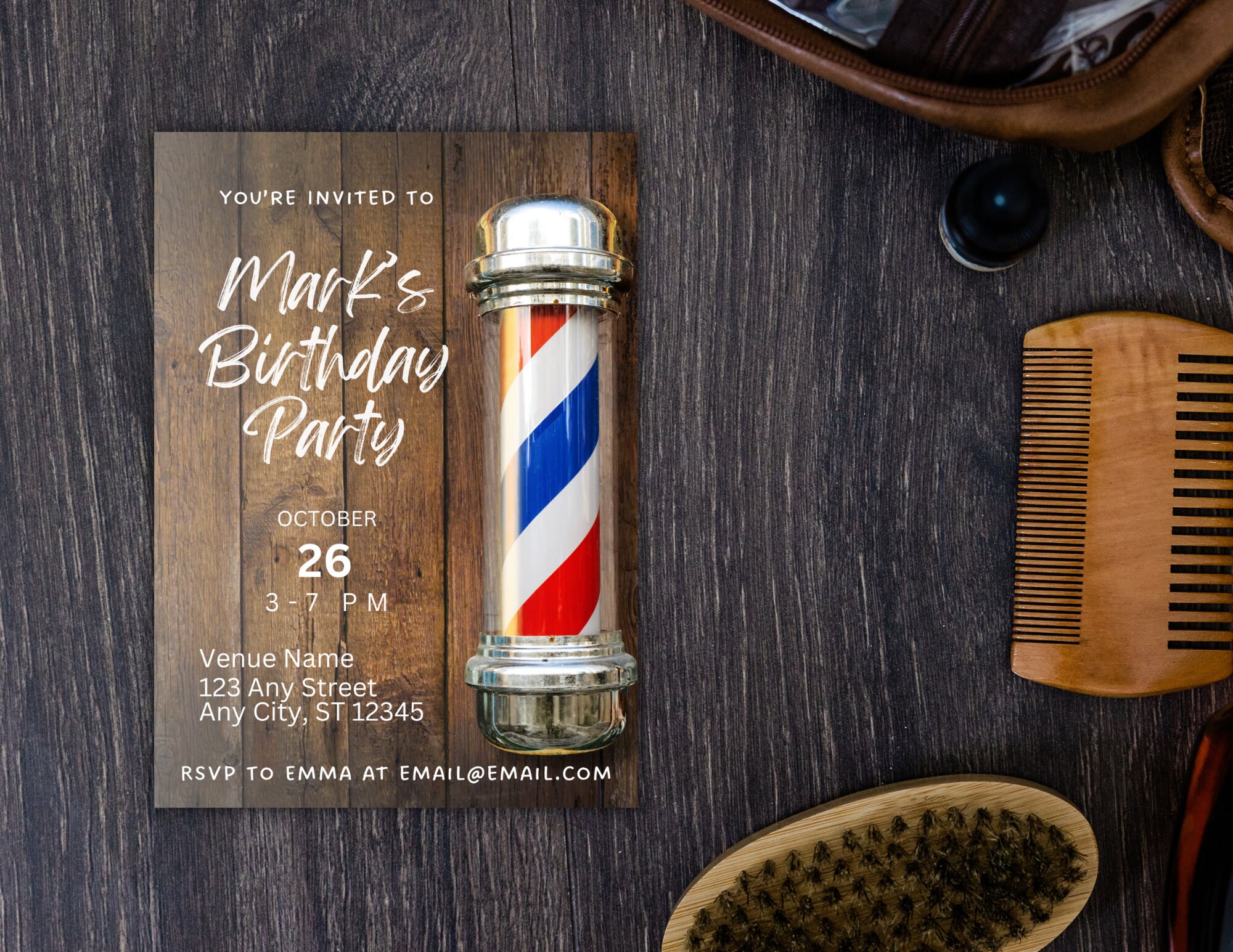Barber Shop Birthday Invitation Rustic Barber Shop - Etsy