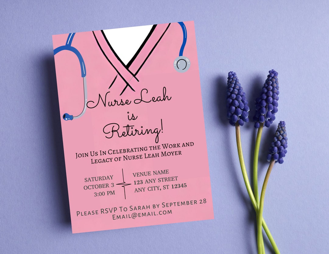 Nurse Retirement Party Invitation, Medical Going Away Party Invitation ...